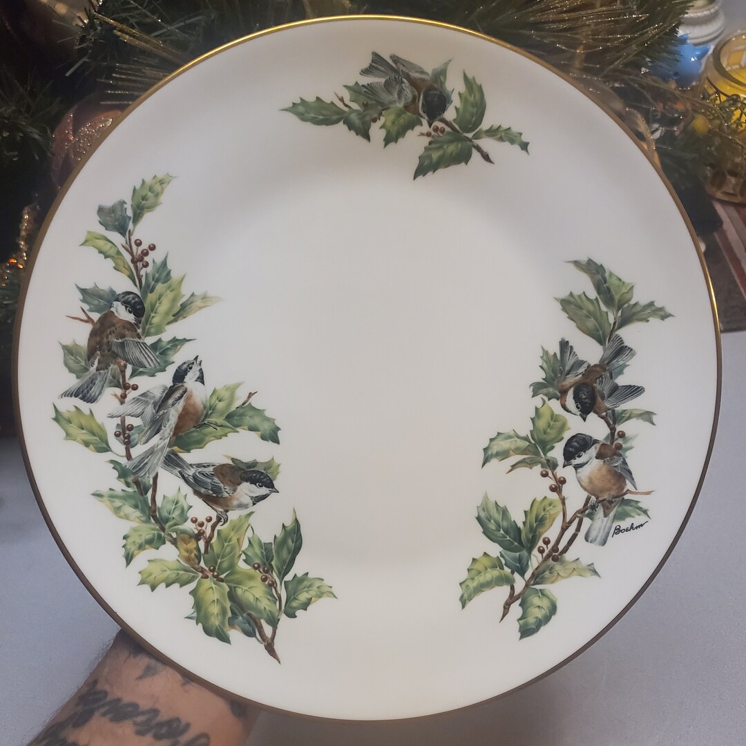 Chickadees and Holly Fine Bone Porcelain Made in England - Etsy