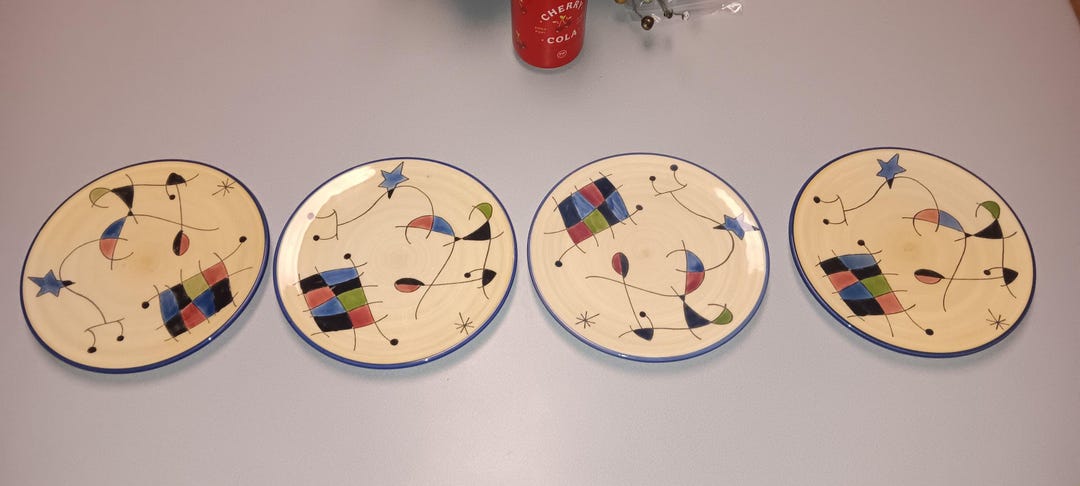 Vintage Ceramar Spain Abstract Joan Miro Style Ceramic Wall Plate Set 4 ...