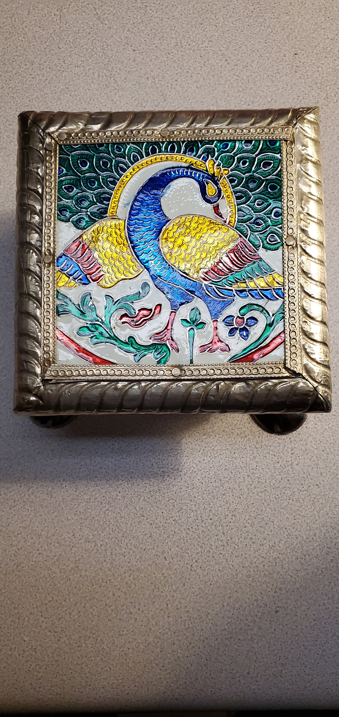 5" X 5" Indian Bajot Bajoth Pooja Puja Chowki Small Low Table for ...