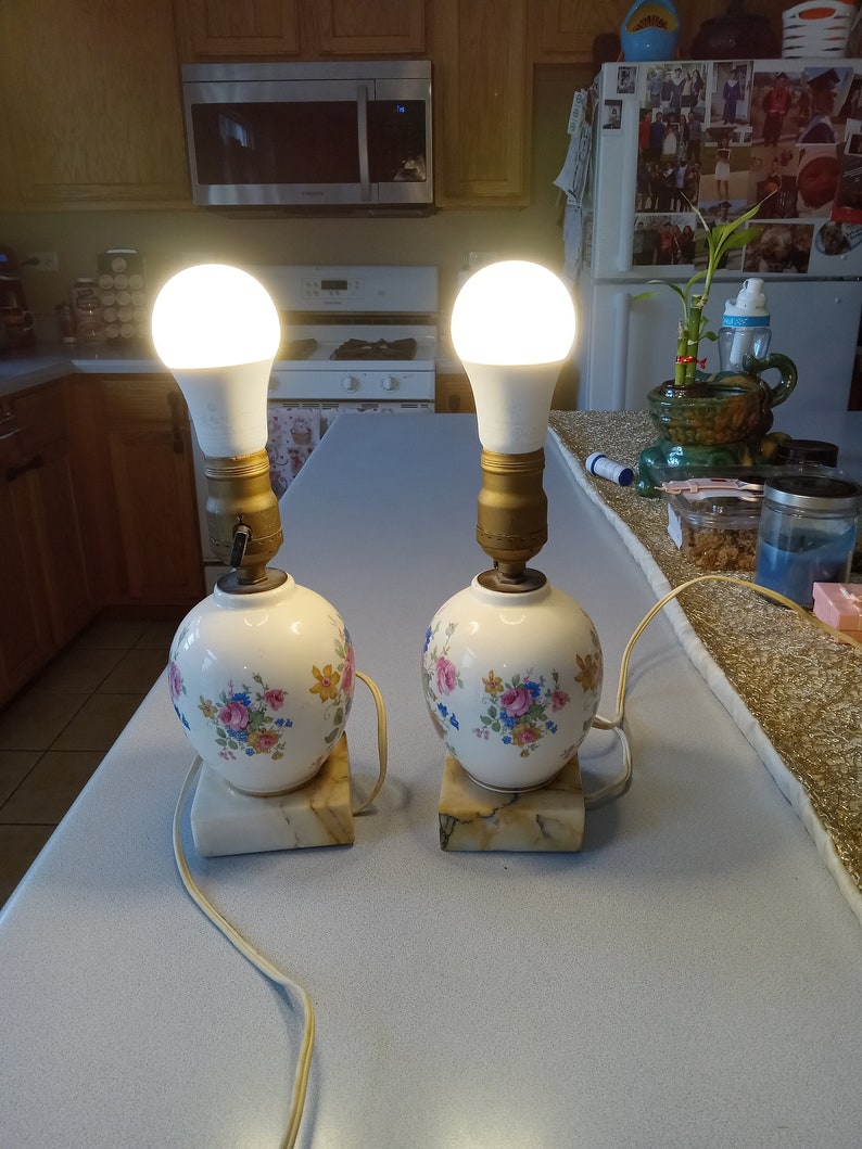 Vintage Marble Base BRYANT Small Lamps Pair - Etsy