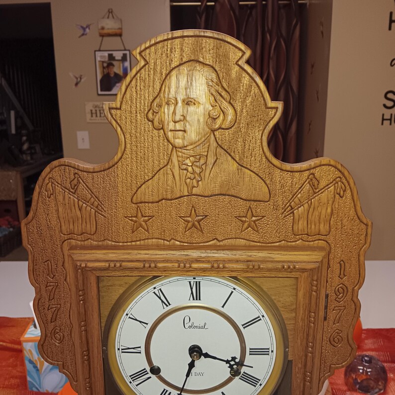 Antique Colonial George Washington Independence Hall Clock, 31 Day, 25 ...