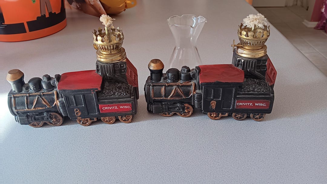 VTG Miniature Oil Lamp Ceramic Train Engine Locomotive Japan Decor ...