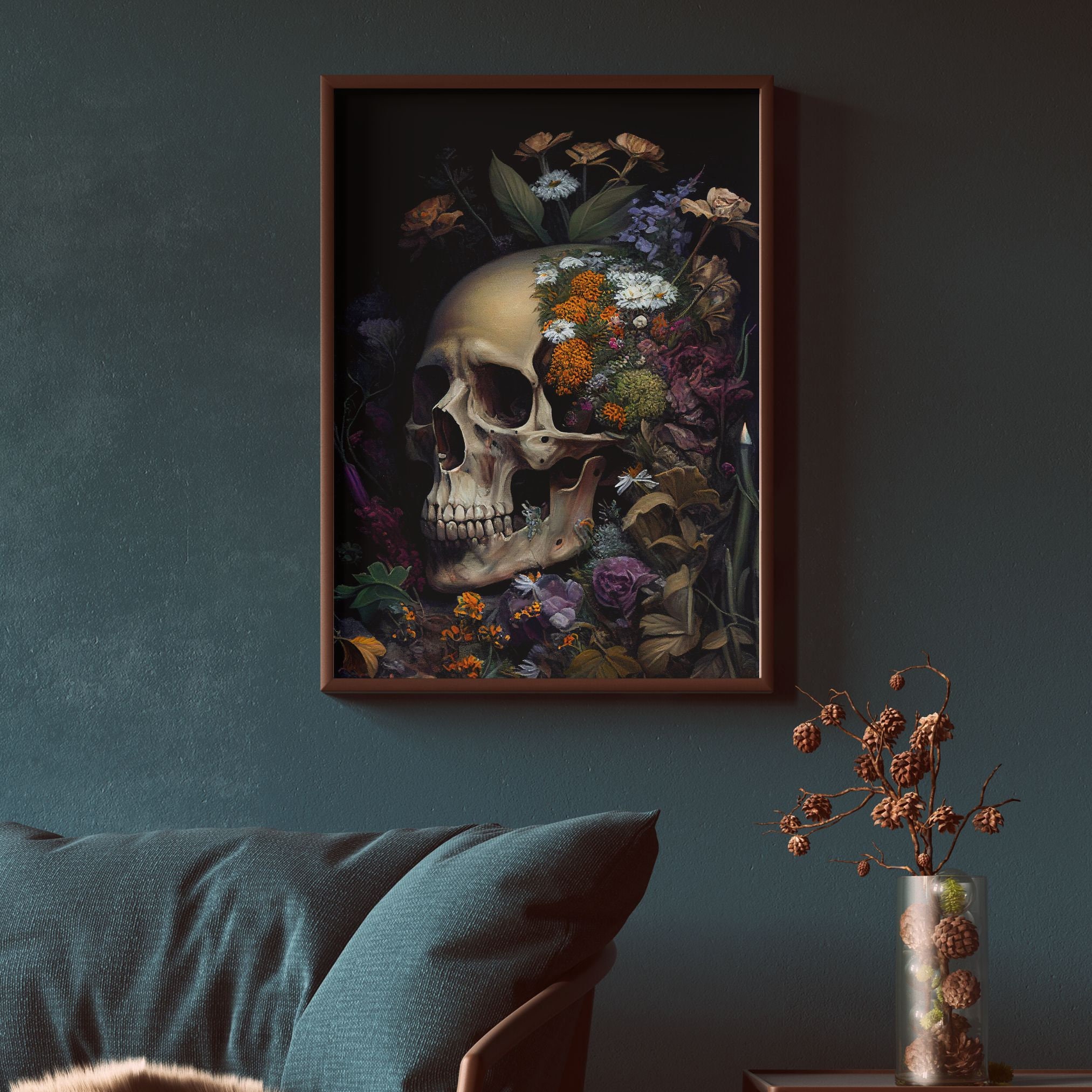 Dark Academia Wildflower Floral Skull Printable Gothic Antique Moody ... Dark Academia Wildflower Floral Skull Printable Gothic Antique Moody ...
