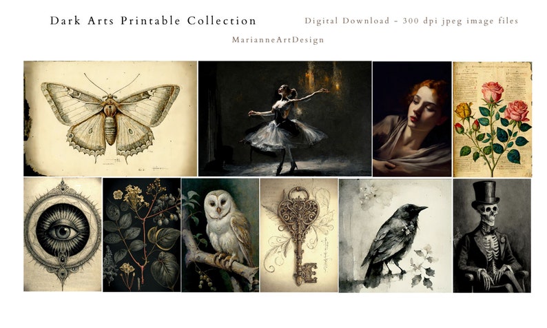 Dark Academia 10-image Printable Art Collection: Gothic, Vintage, Moody ...