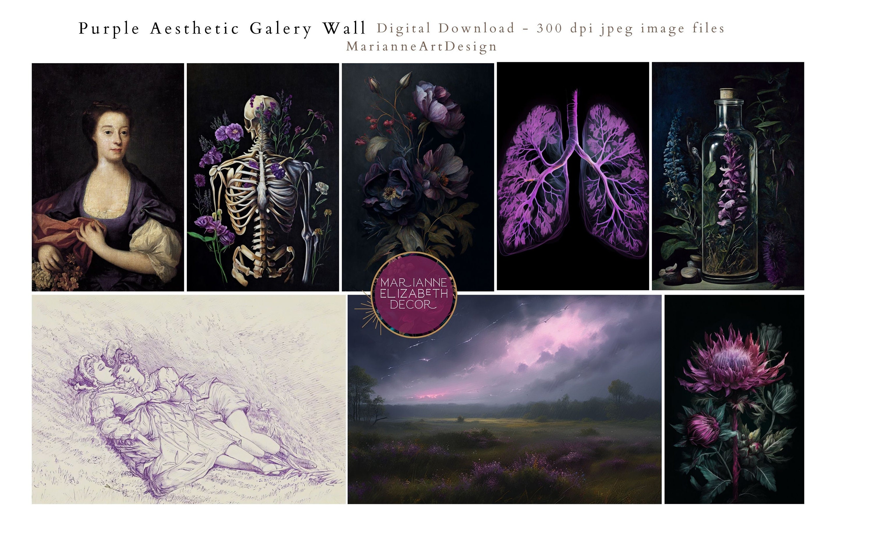 Dark Academia Maximalism Botanical Moody Decor Gallery Wall Set of 8 ...