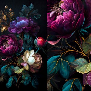 Romantic Maximalism Bold Botanical Flower Victorian Digital Painting ...