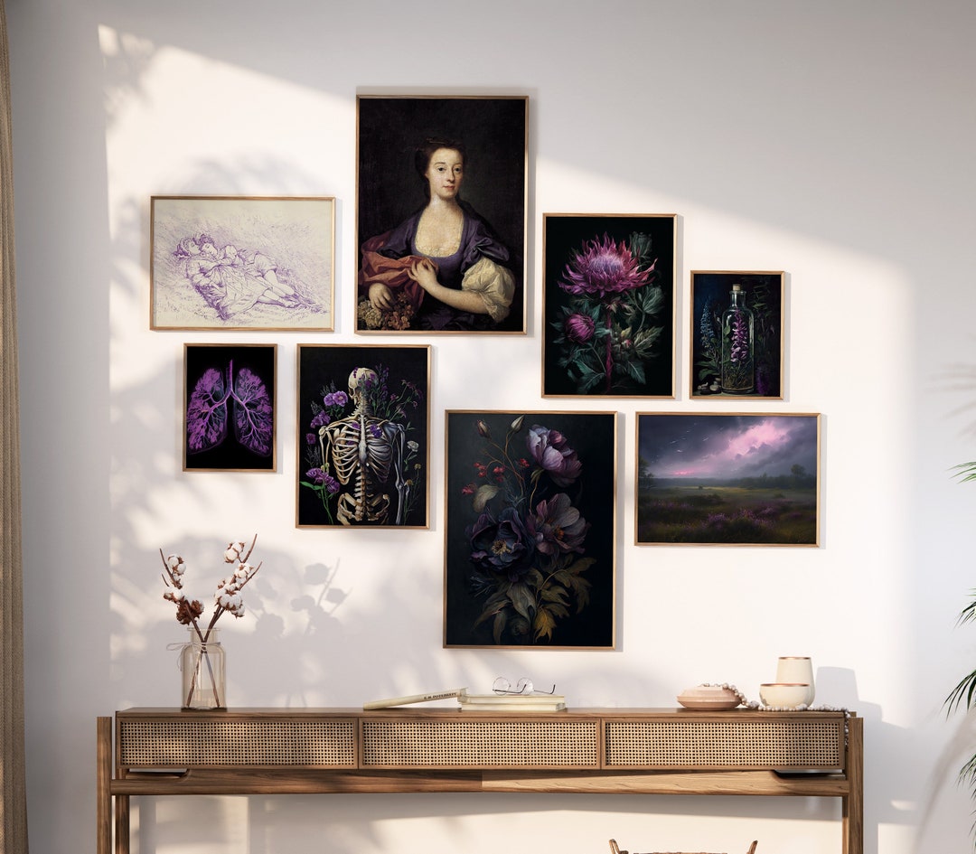 Dark Academia Maximalism Botanical Moody Decor Gallery Wall Set of 8 ...