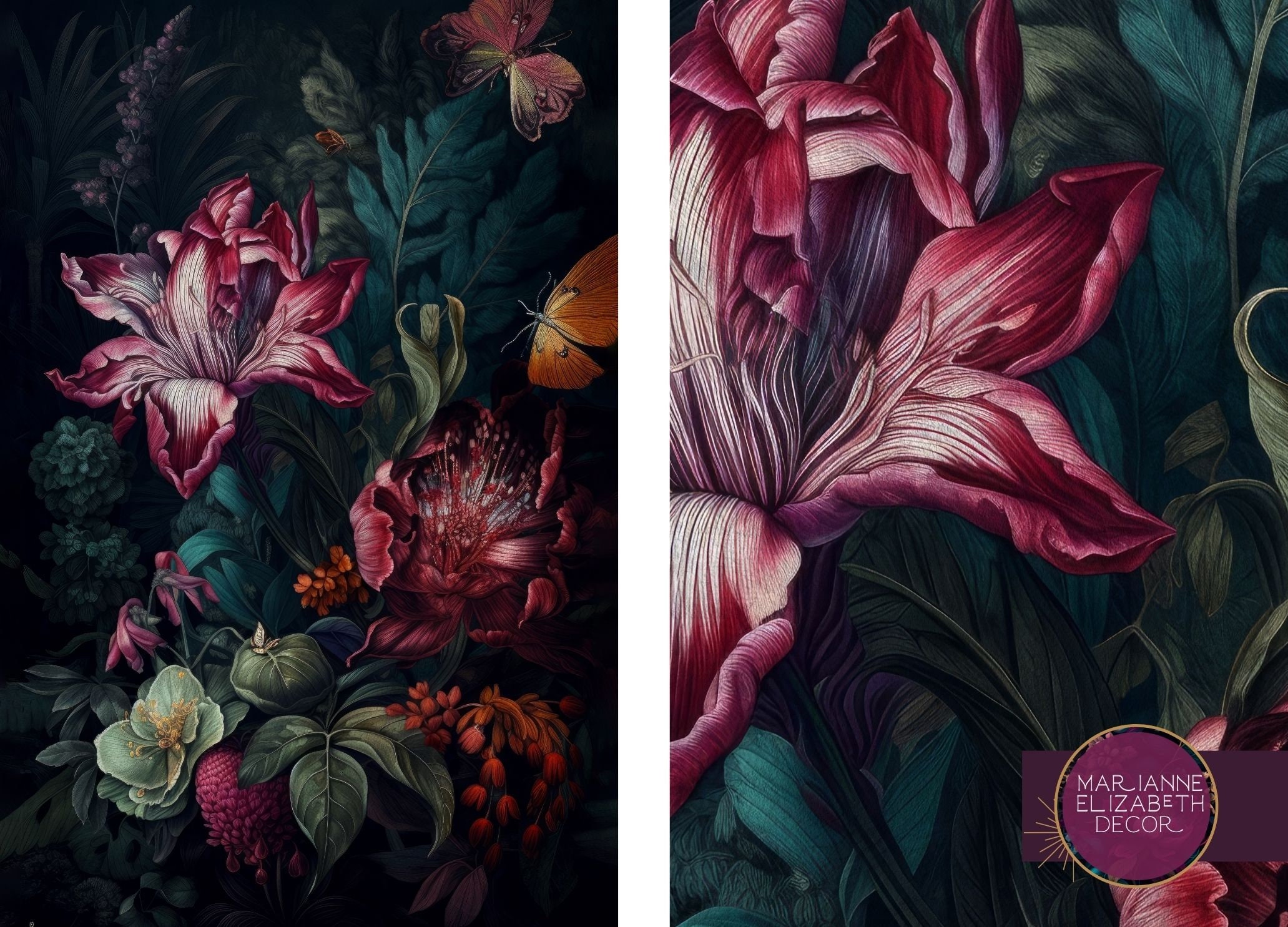 Exotic Tropical Floral Botanical Jewel Tone Gallery Wall Art Set of 3 ...