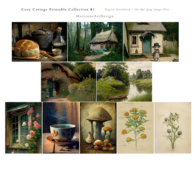 Cottagecore 10-image Printable Art Collection: Cozy Vintage - Etsy