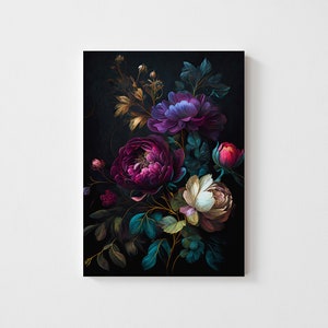 Romantic Maximalism Bold Botanical Flower Victorian Digital Painting ...