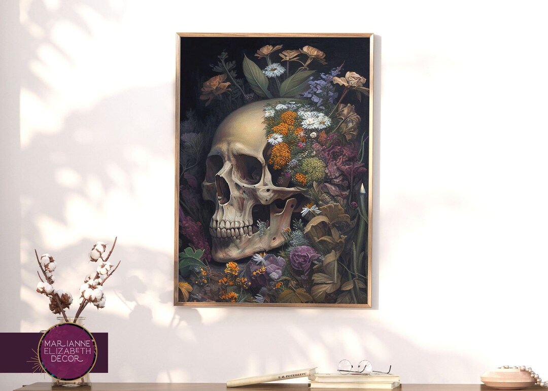 Dark Academia Wildflower Floral Skull Printable Gothic Antique Moody ... Dark Academia Wildflower Floral Skull Printable Gothic Antique Moody ...
