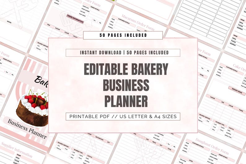 Editable Bakery Business Canva Template| Invoice Template, Cake Order ...