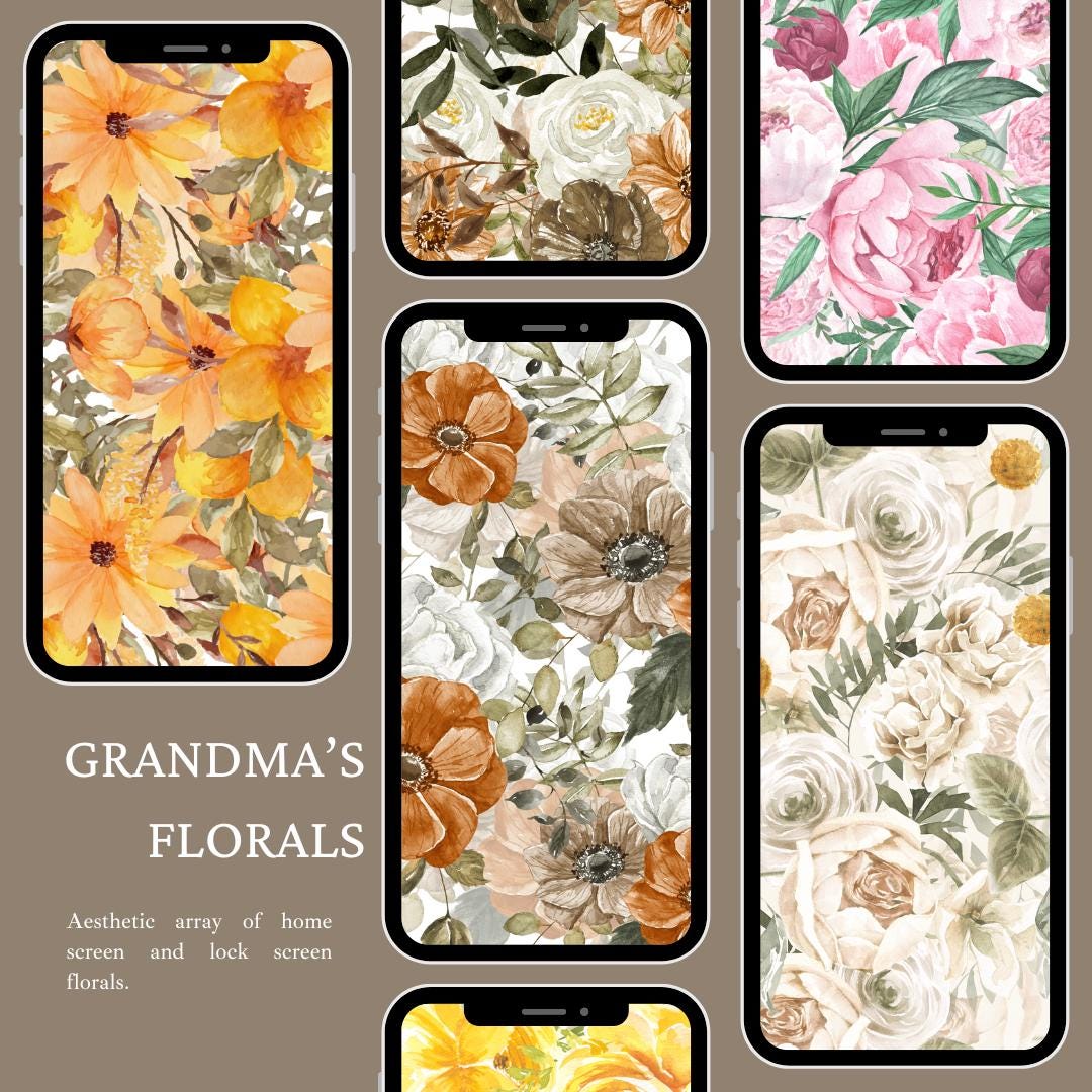 Floral Aesthetic and Flower Pattern Digital Wallpaper for iPhone ...