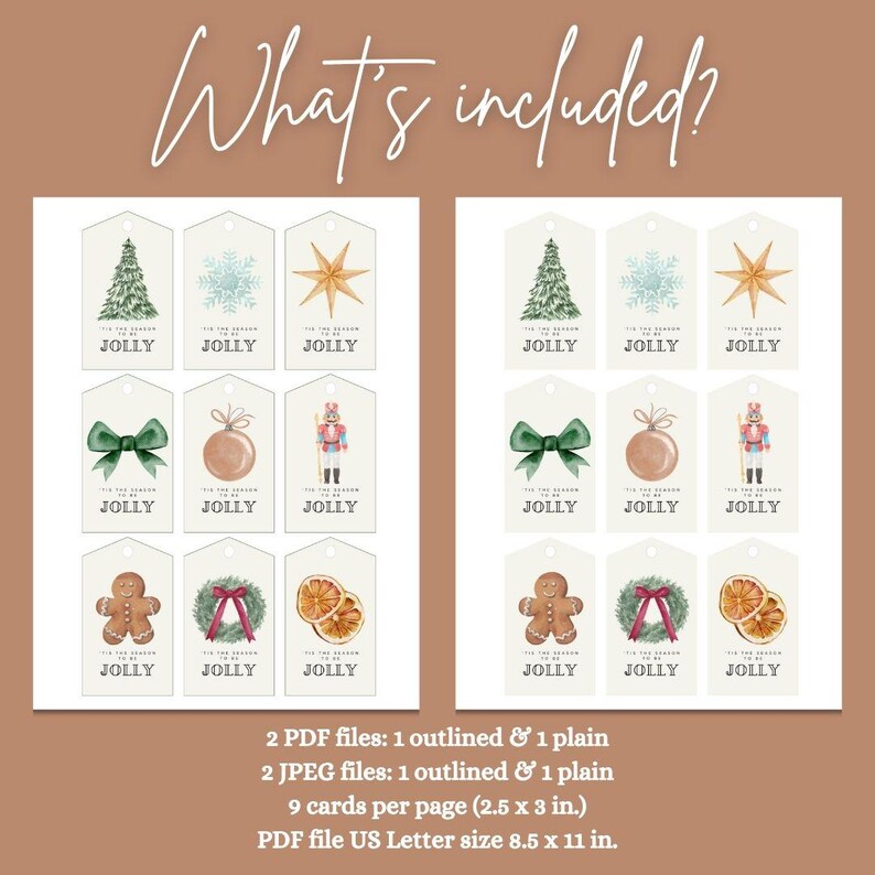 Printable Christmas Gift Tags: Tis the Season, Holiday Present Labels ...