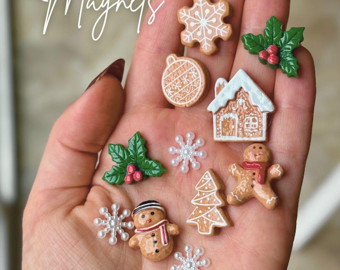 Handmade Christmas Magnets: Gingerbread, Snowflake, Holly Decor - Set ...