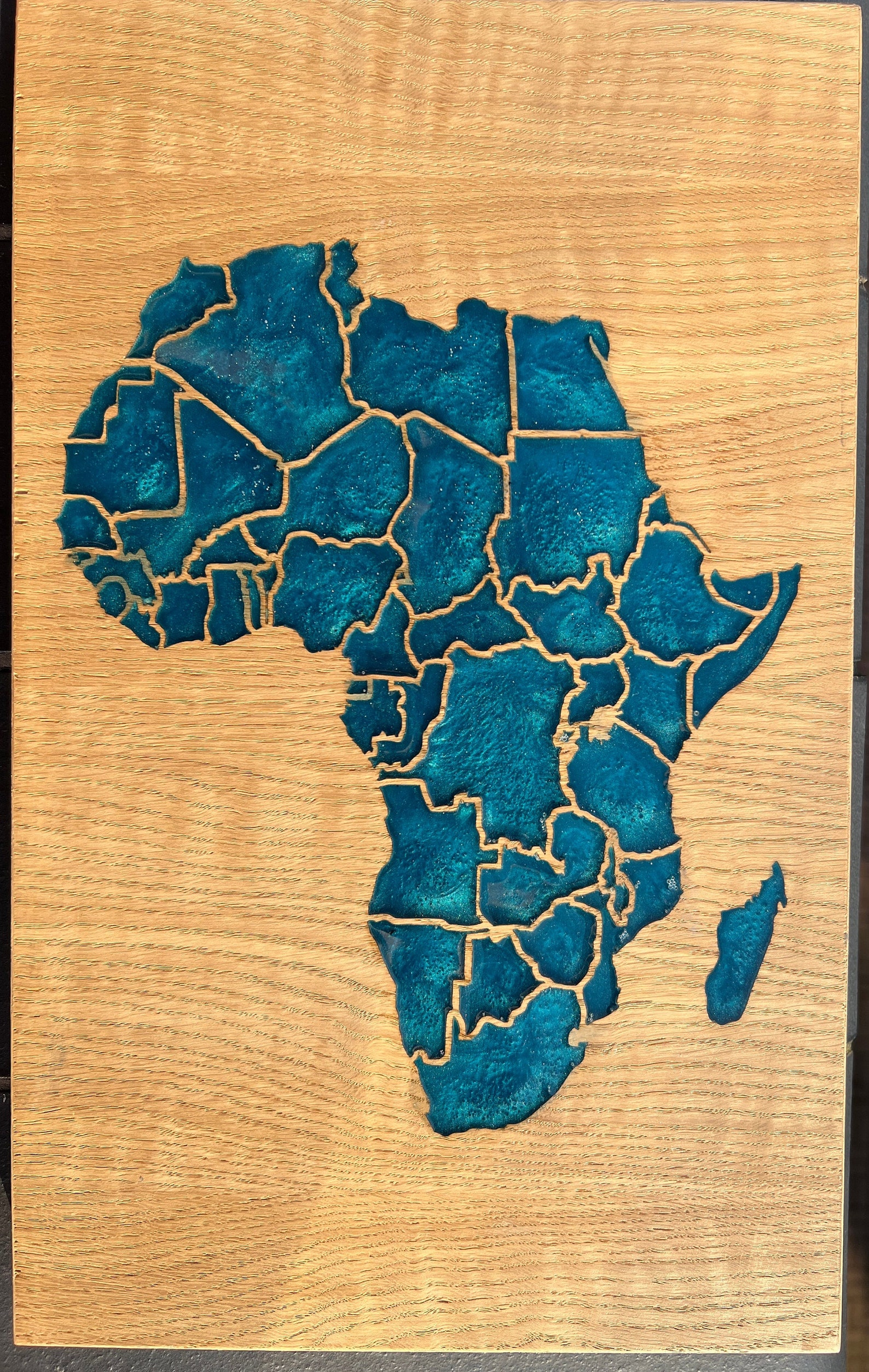 Epoxy Resin Africa Map, Magic Blue Gradient, 23 X 37 Cm, Handmade, OAK ...