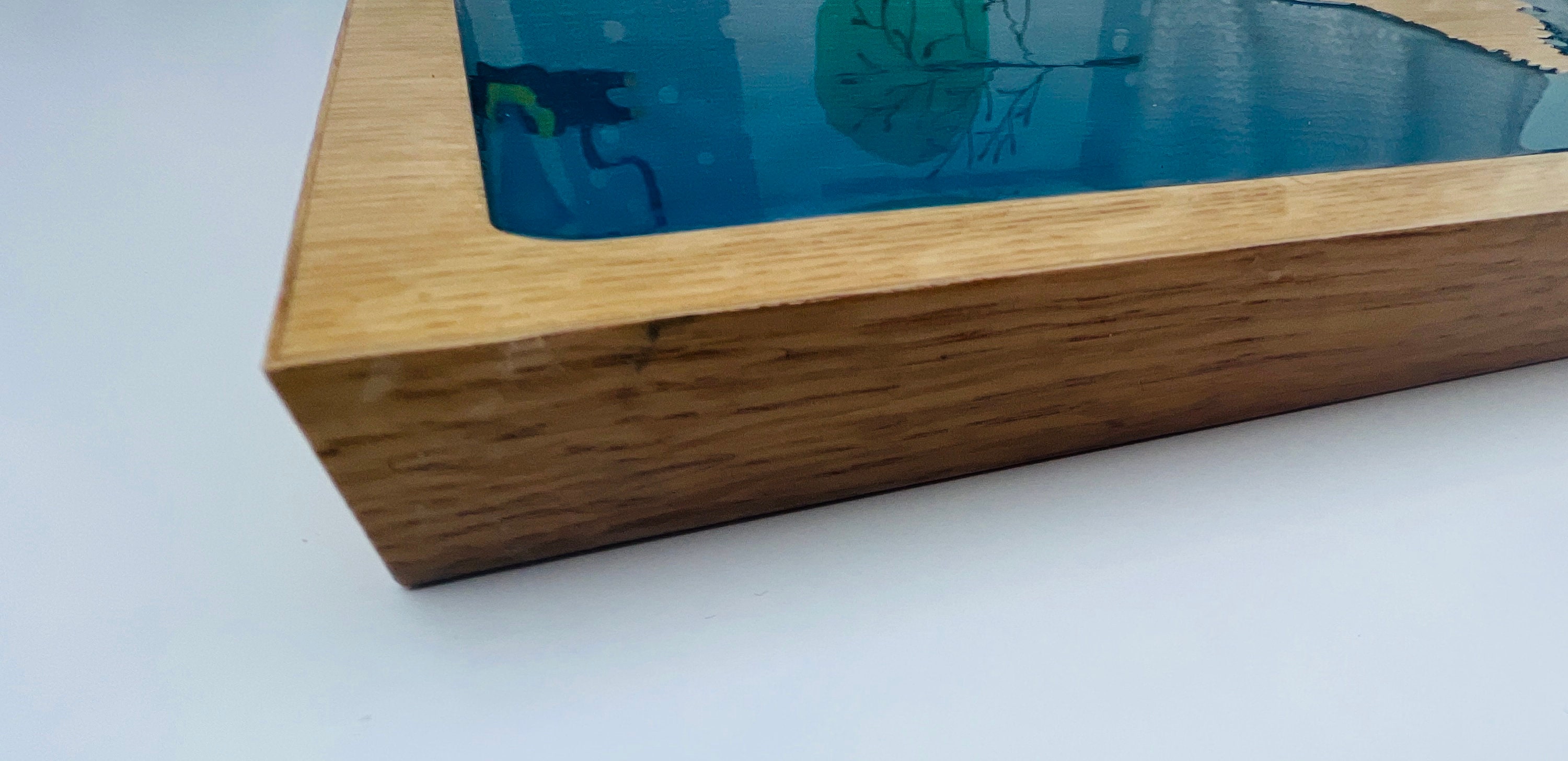 Epoxy Resin Art World Map, BLUE Gradient, 67 X 42 Cm, OAK, Handmade ...