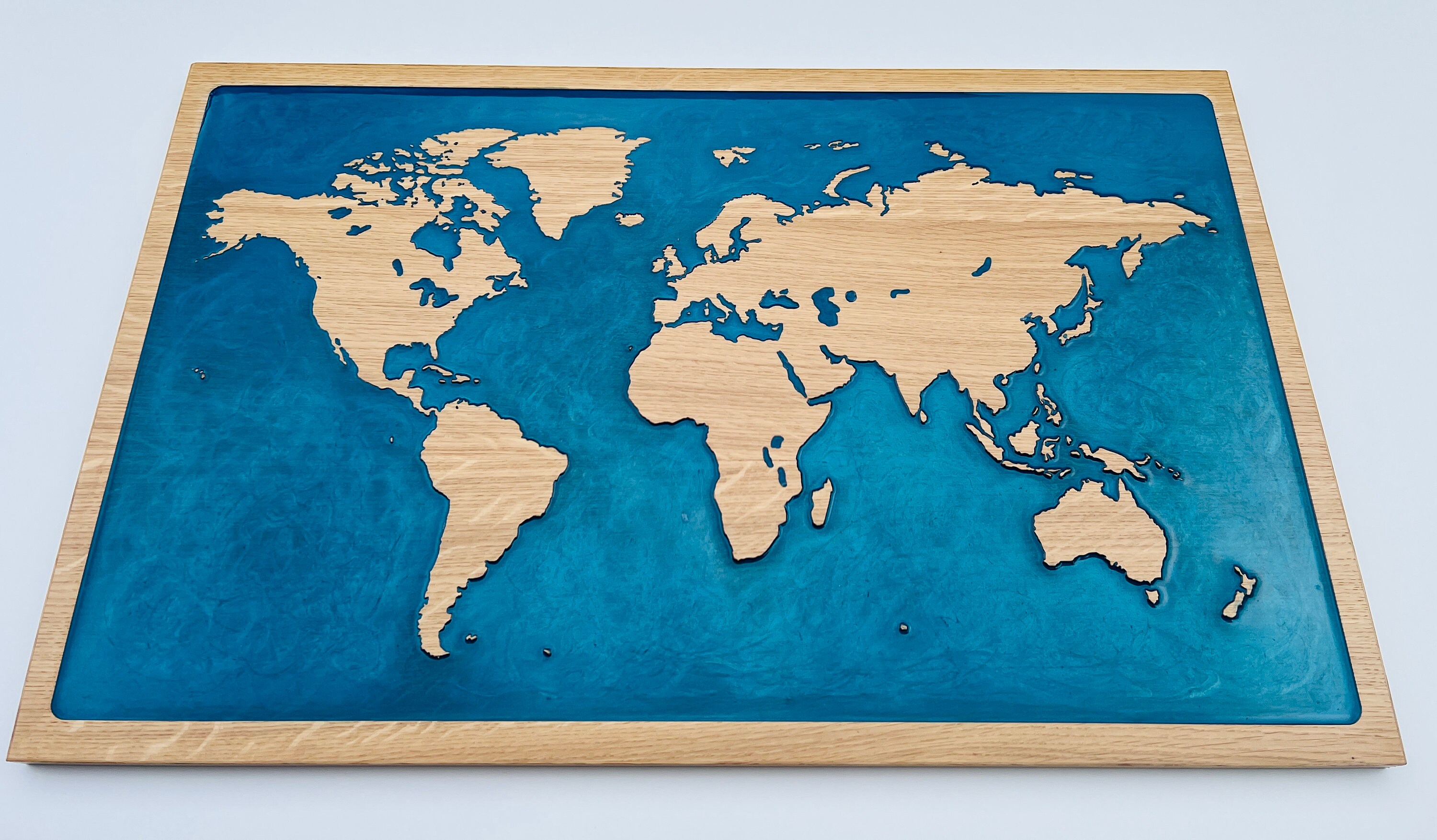Epoxy Resin Art World Map BLUE Gradient 67 X 42 Cm OAK - Etsy