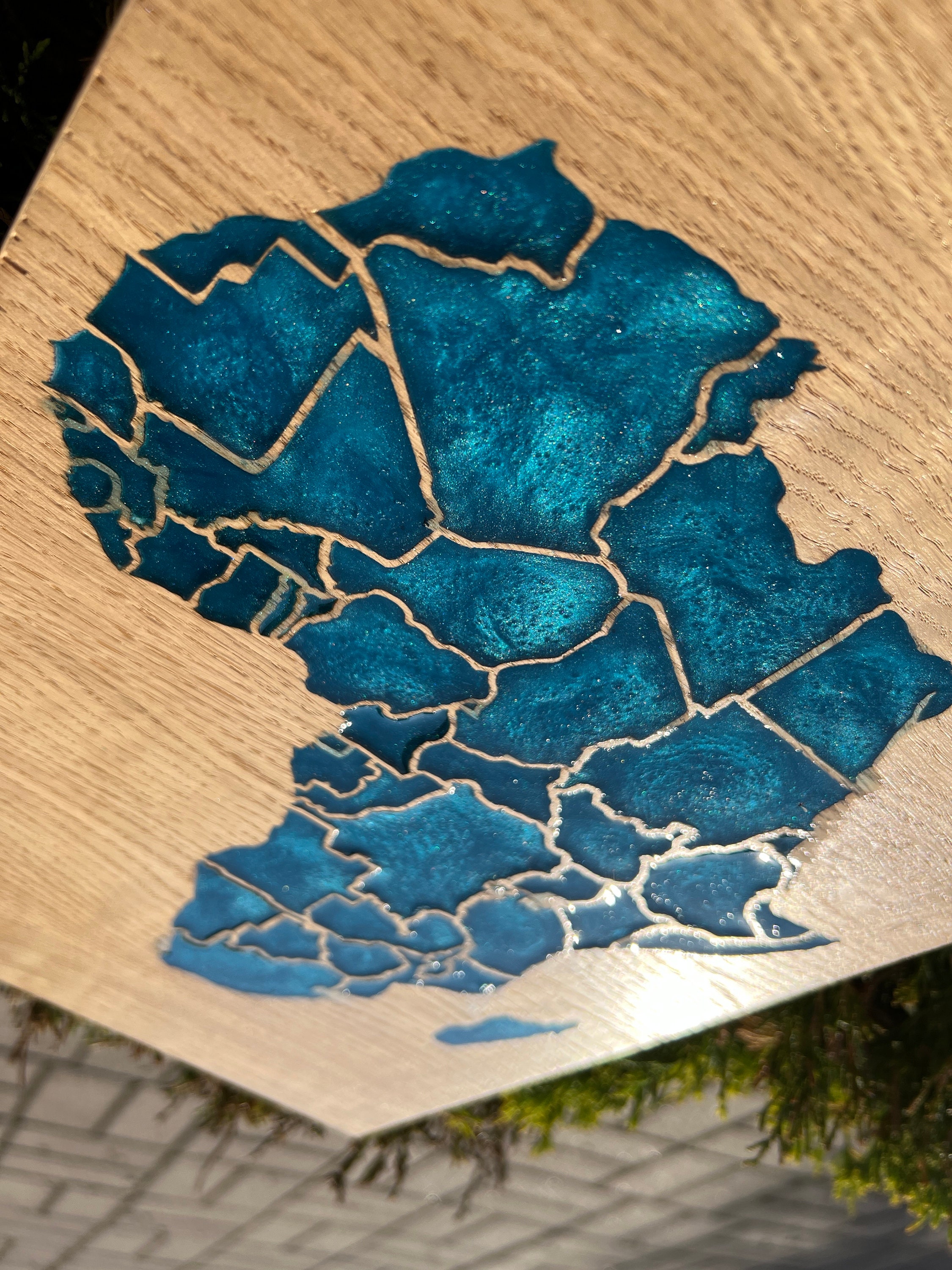 Epoxy Resin Africa Map, Magic Blue Gradient, 23 X 37 Cm, Handmade, OAK ...