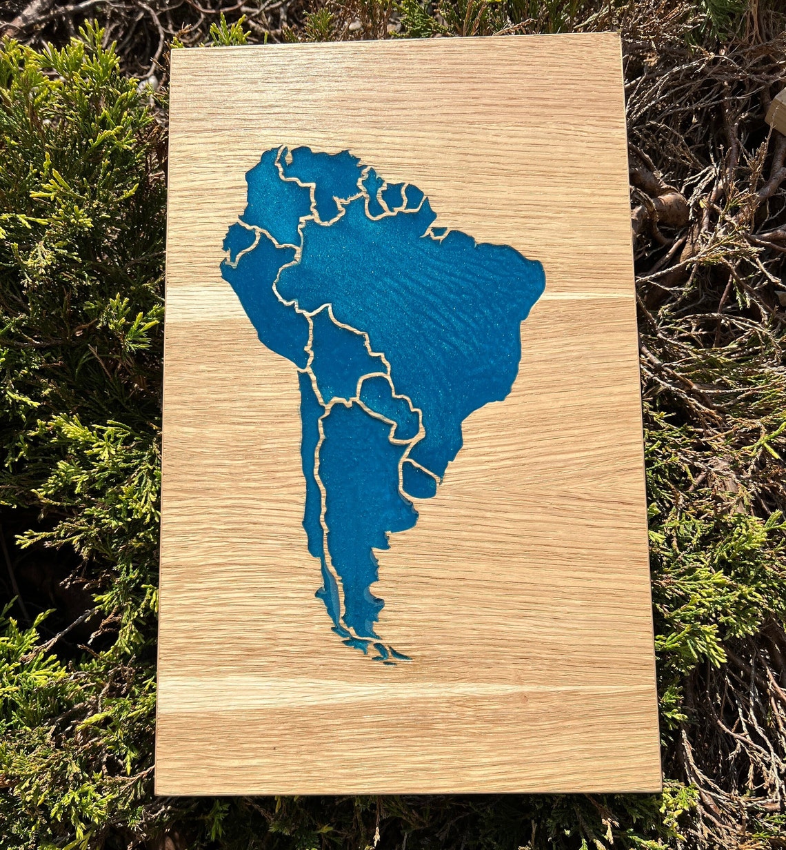 Epoxy Resin South America Map, Magic Blue Gradient, 23 X 37 Cm ...