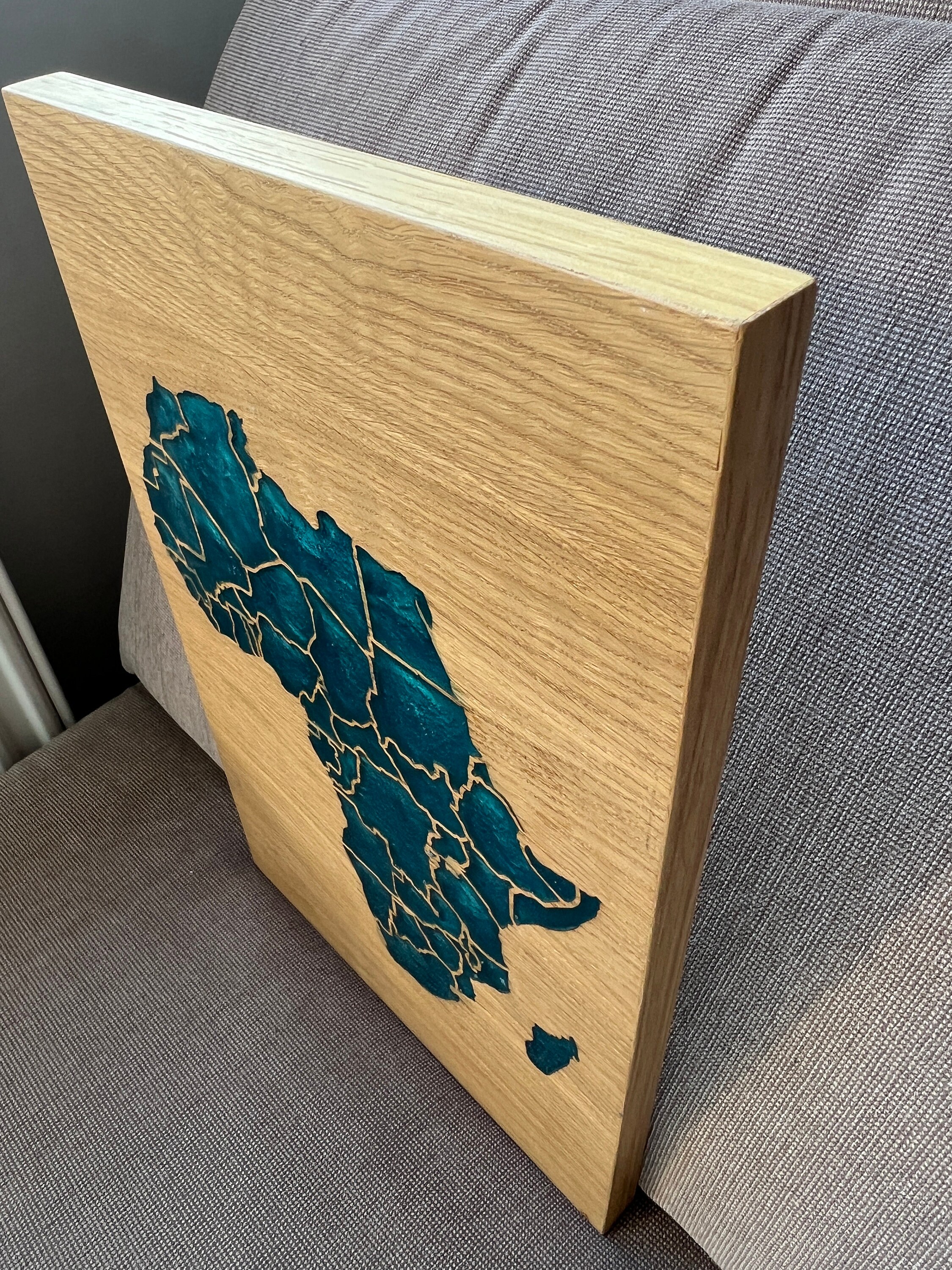 Epoxy Resin Africa Map, Magic Blue Gradient, 23 X 37 Cm, Handmade, OAK ...