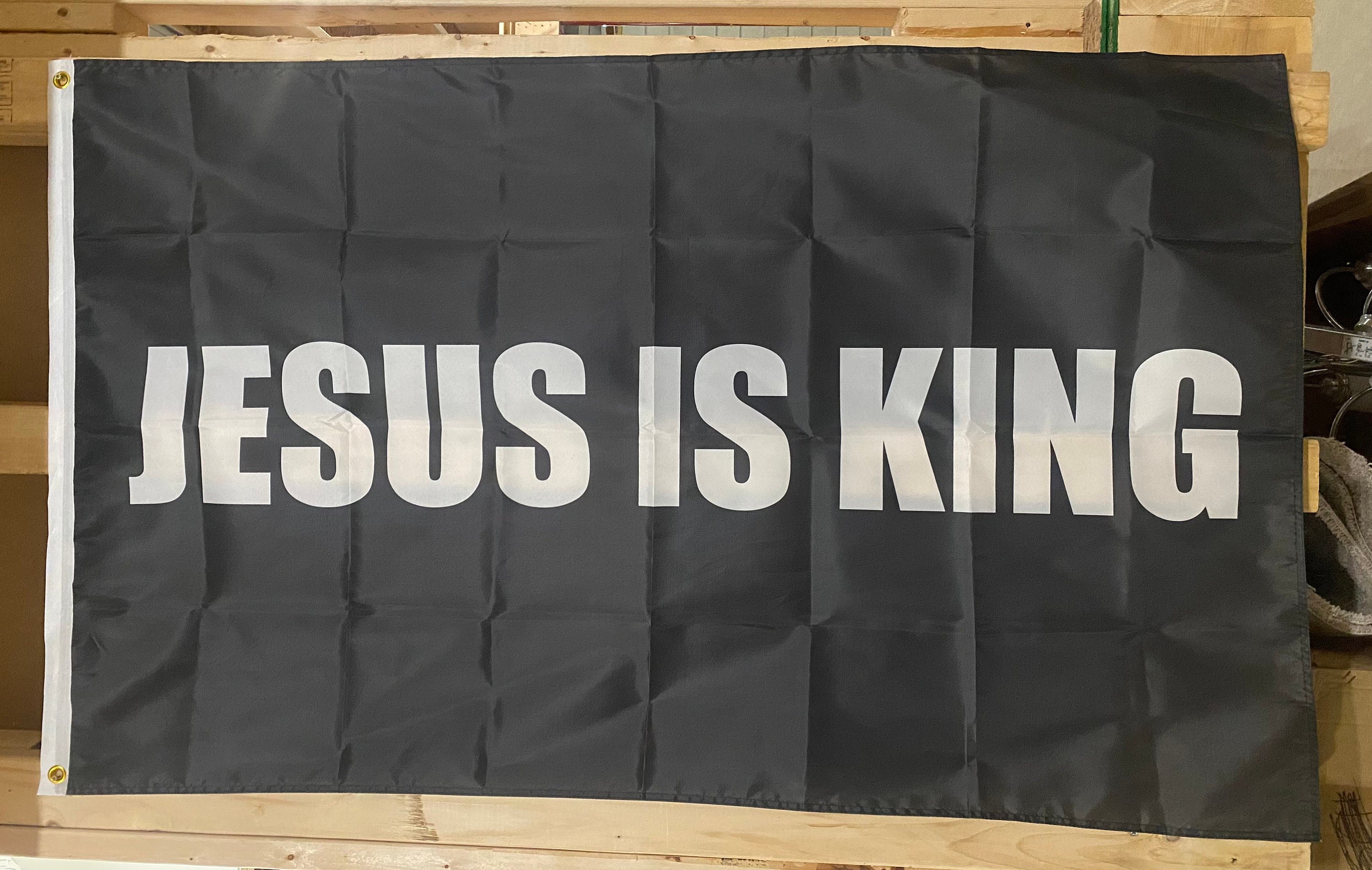 Jesus is King Flag FREE USA SHIP Lord God Savior Freedom Faith Cross ...