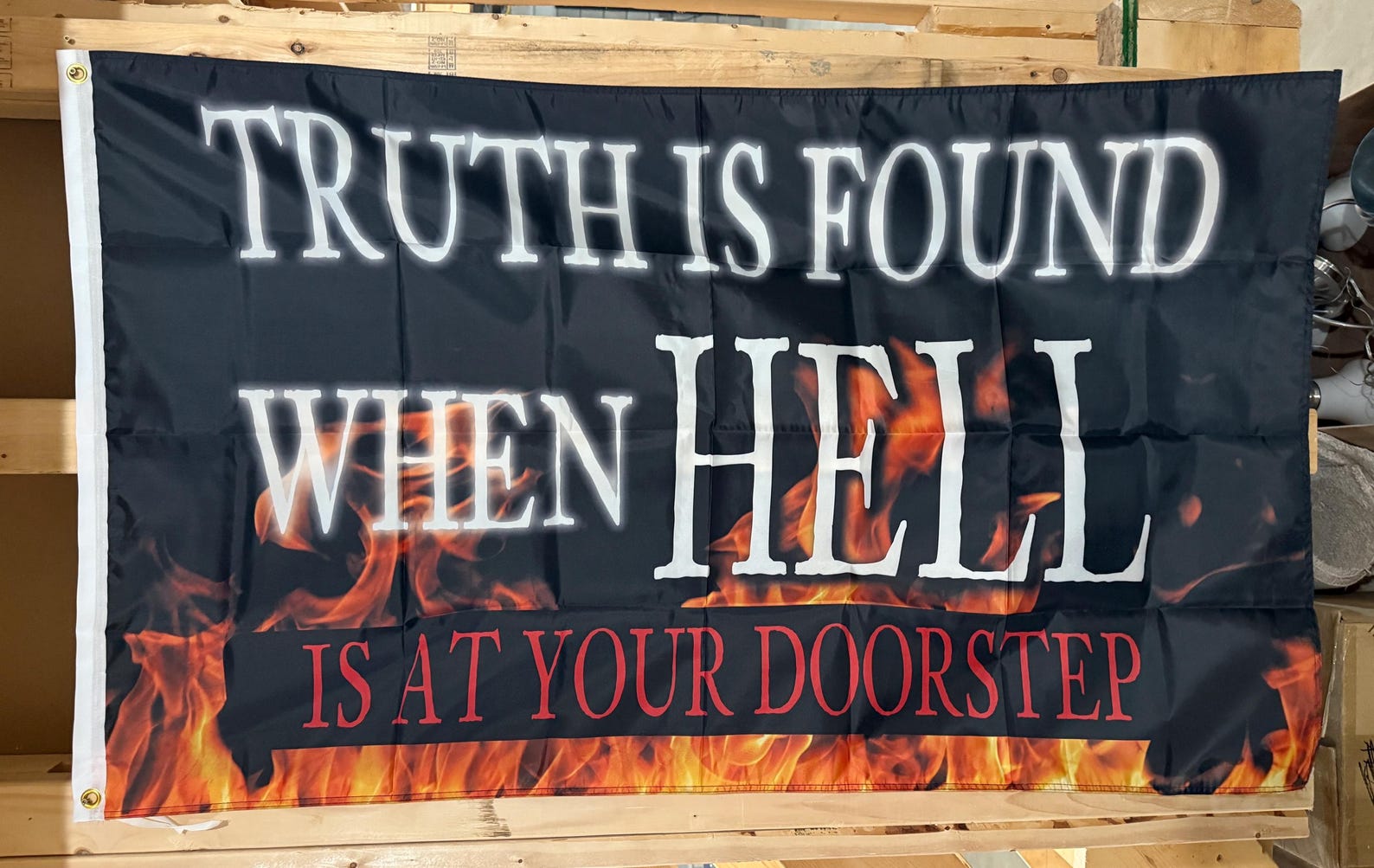 Hell on Your Doorstep Christian Flag FREE USA SHIP Pray Lord Jesus ...