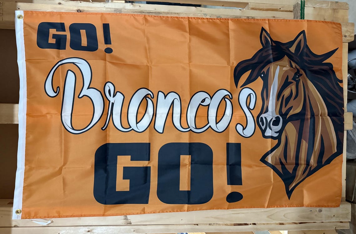 Broncos Mascot Go Flag FREE SHIPPING Football Sports Athlete Fan High ...