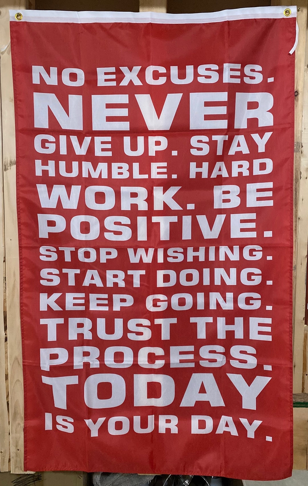 Motivation Flag FREE SHIP Never Give up Hard Work Determination Lift ...