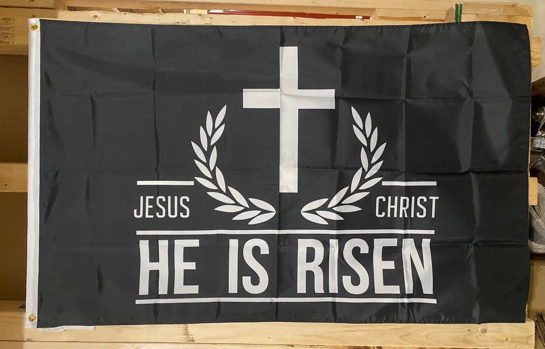 Christianity Flag FREE USA SHIP Jesus Christ He is Risen God Cross ...