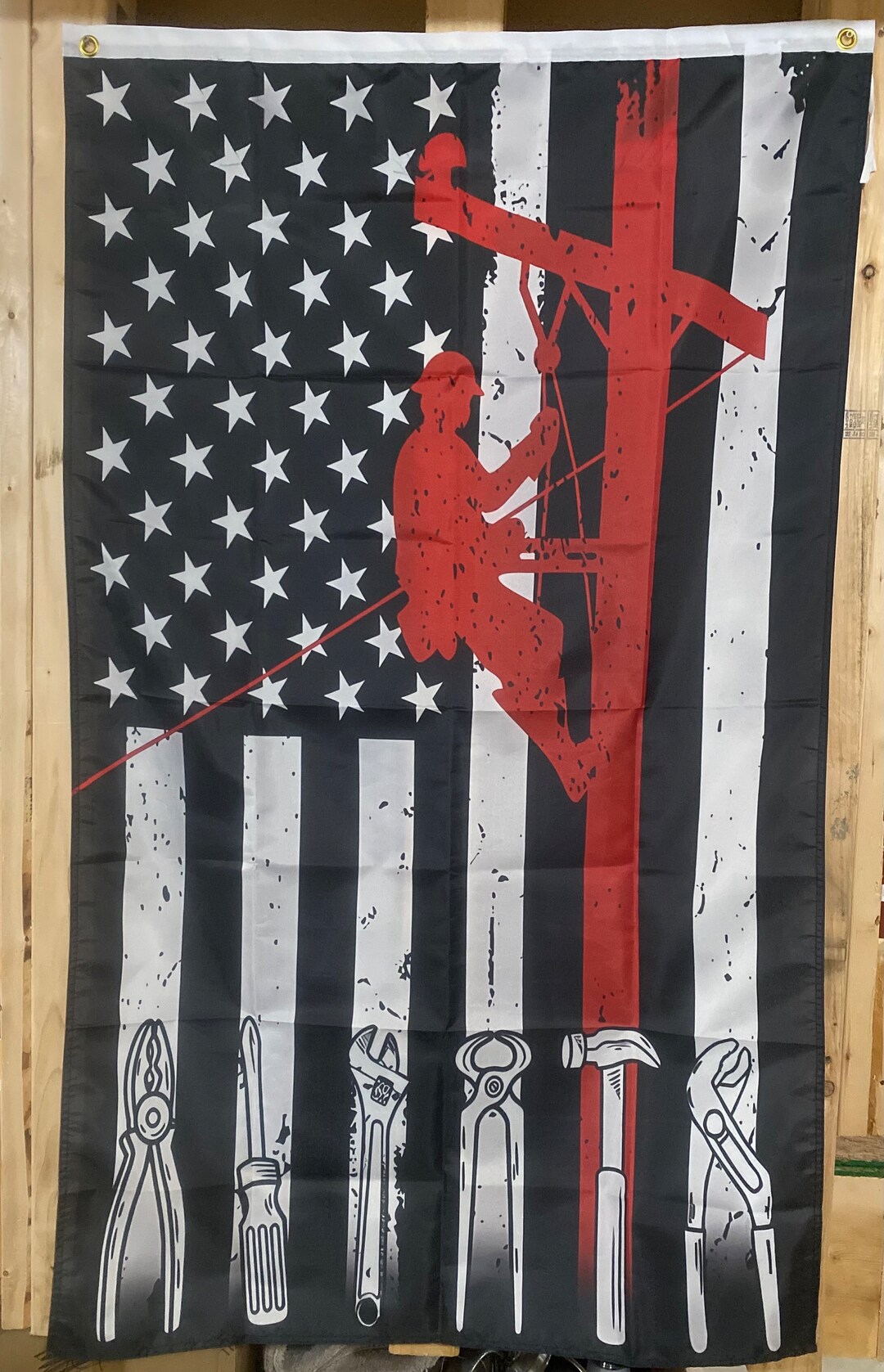 Lineman High Voltage Flag FREE USA SHIP Work It Hot Power America ...