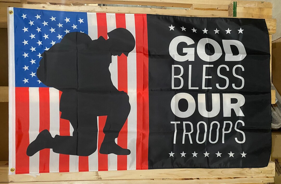 God Bless Our Troops Flag FREE USA SHIP Pray Veterans Save America God ...