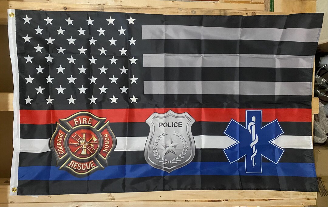 EMS Firefighter Police Flag FREE Usa SHIP First Responder Hero 9/11 ...