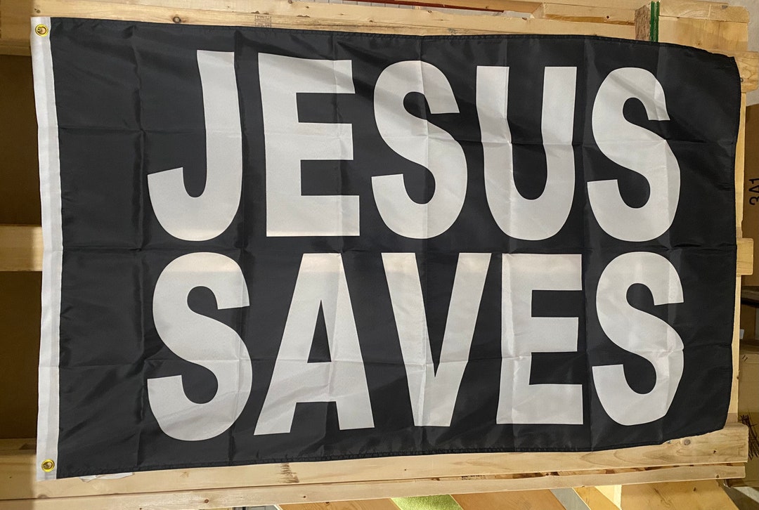 Jesus Saves Flag FREE USA SHIP Lord God Savior Freedom Faith Cross ...