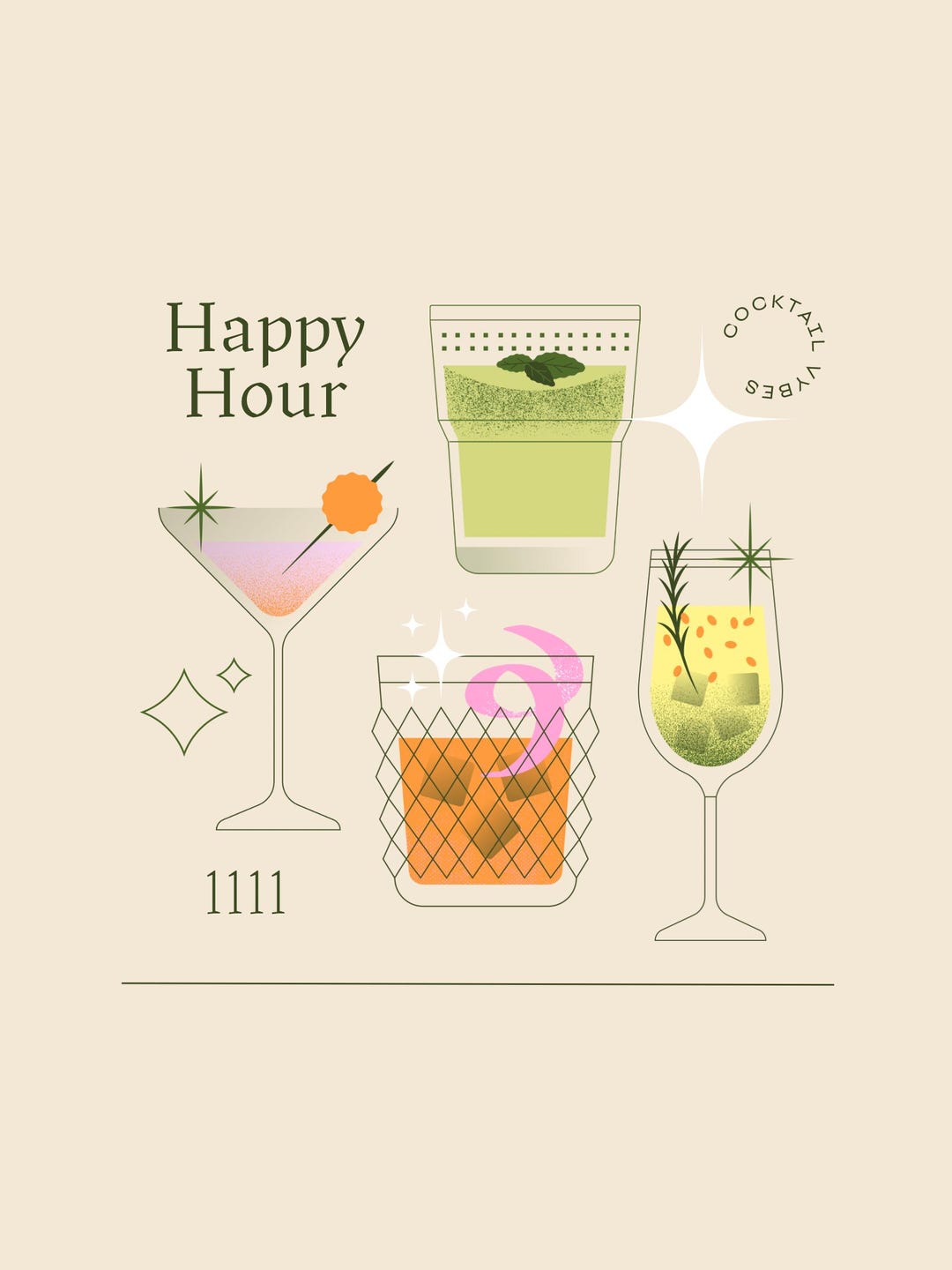 Happy Hour Cocktail Poster - Etsy