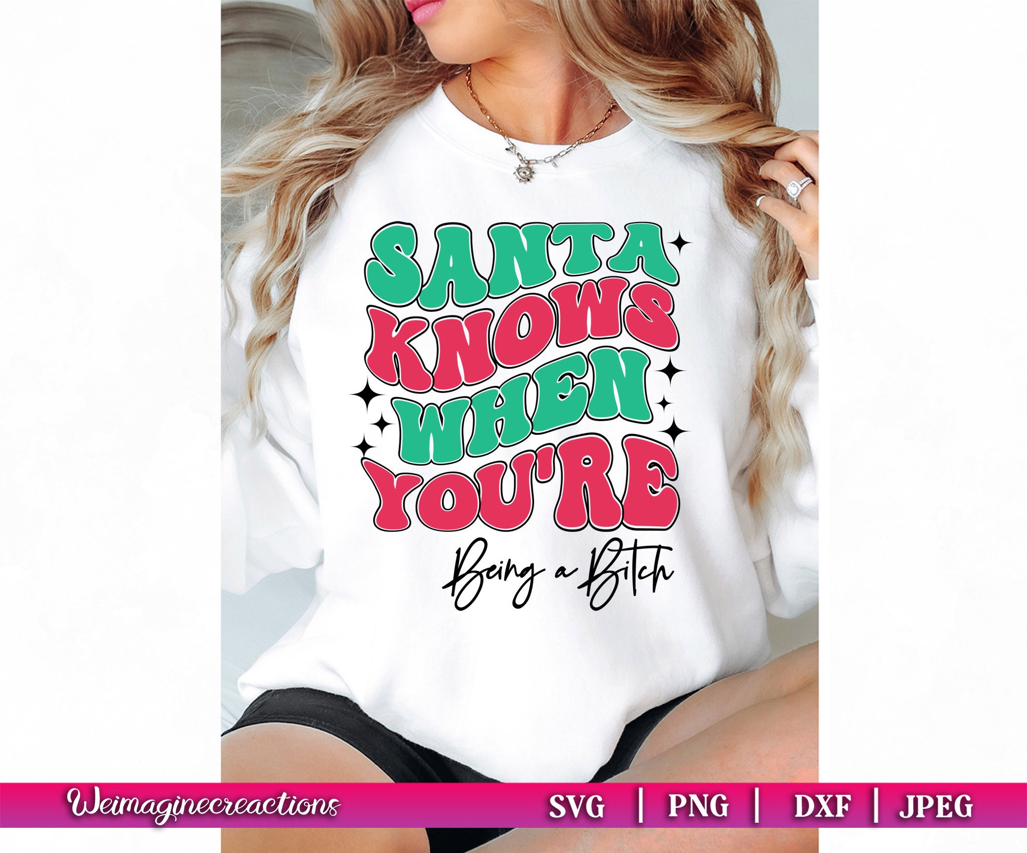 Santa Knows When You’re Being SVG PNG, Retro Christmas Png, Christmas ...