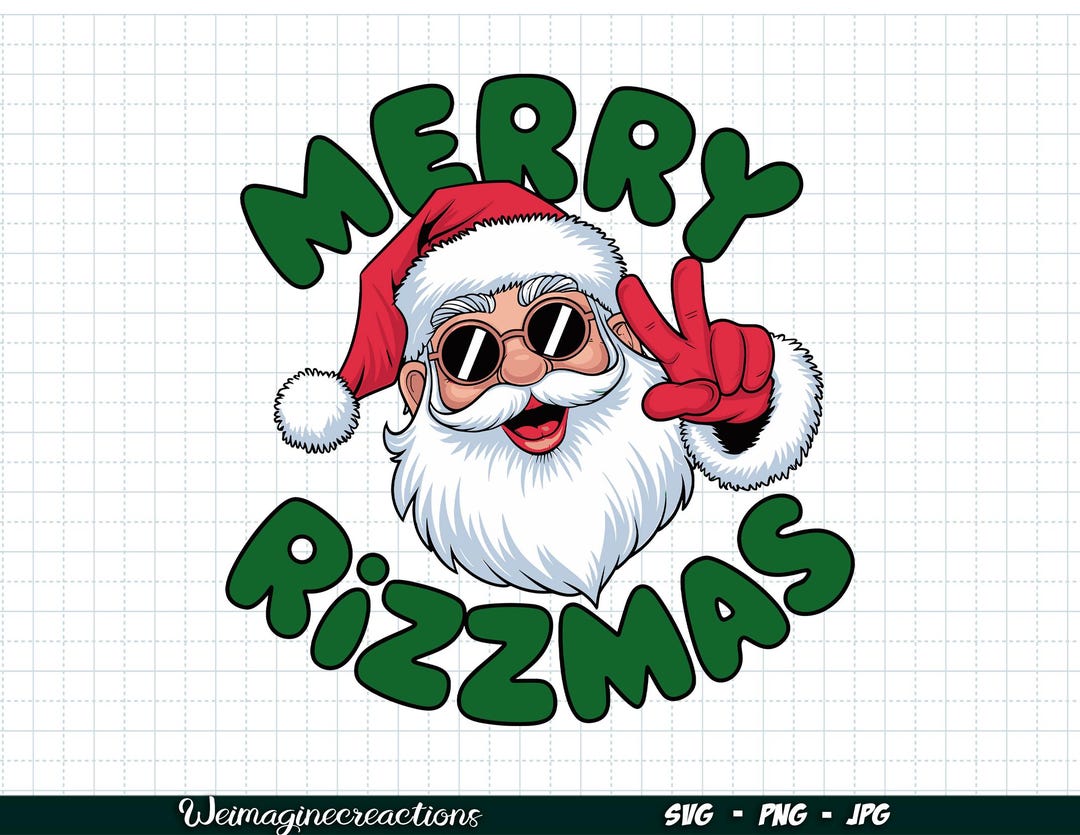 Merry Rizz Mas Santa SVG PNG, Sigma Hat Santa Svg, Rizzmas Santa ...