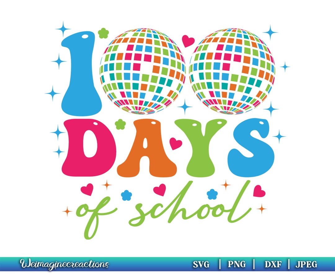 Retro Disco Ball 100 Days of School Svg Png, 100 Days of School SVG ...