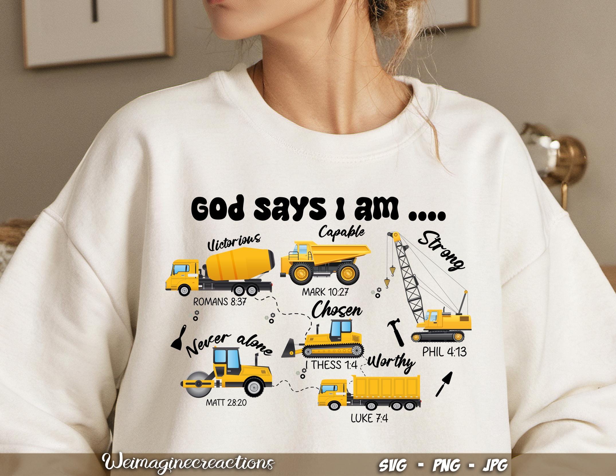 God Says I Am Construction Kids SVG PNG, Christian Kids Png ...