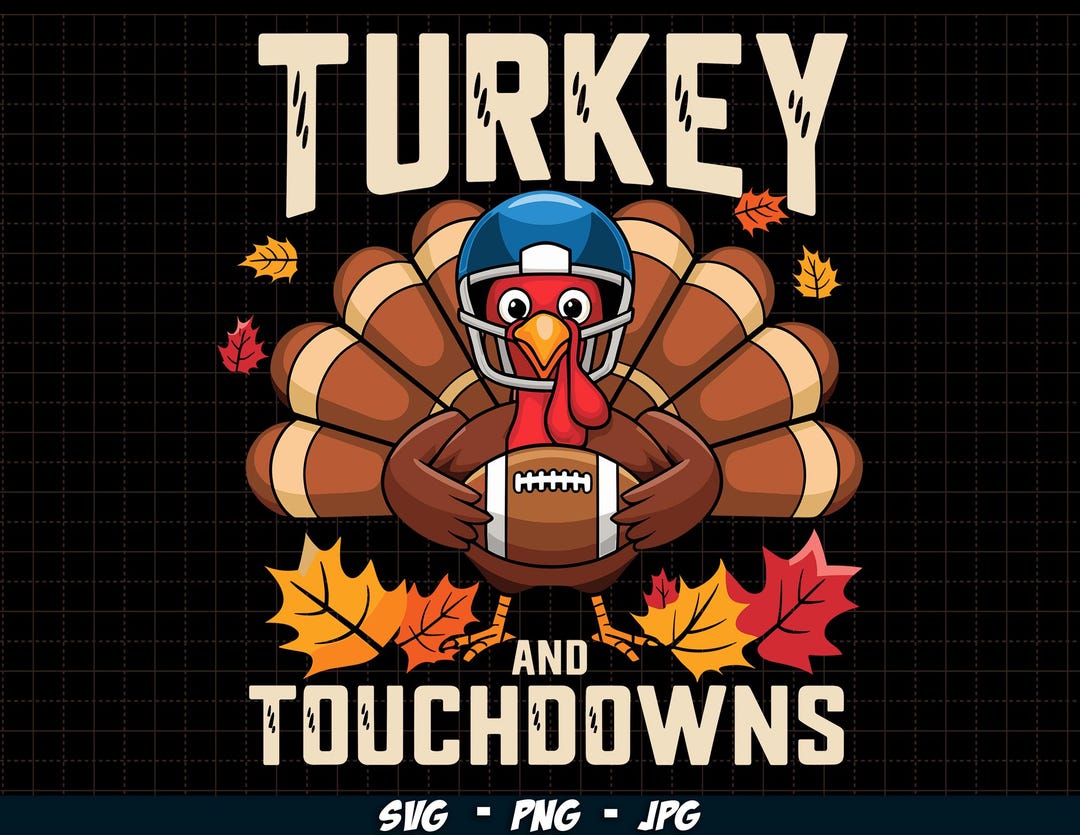 Retro Turkey and Touchdowns Football SVG PNG, Football Thanksgiving Png ...