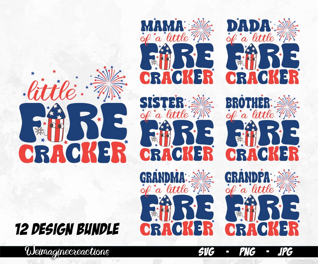 Little Firecracker Family Bundle SVG PNG, Matching Family 4th of July ...