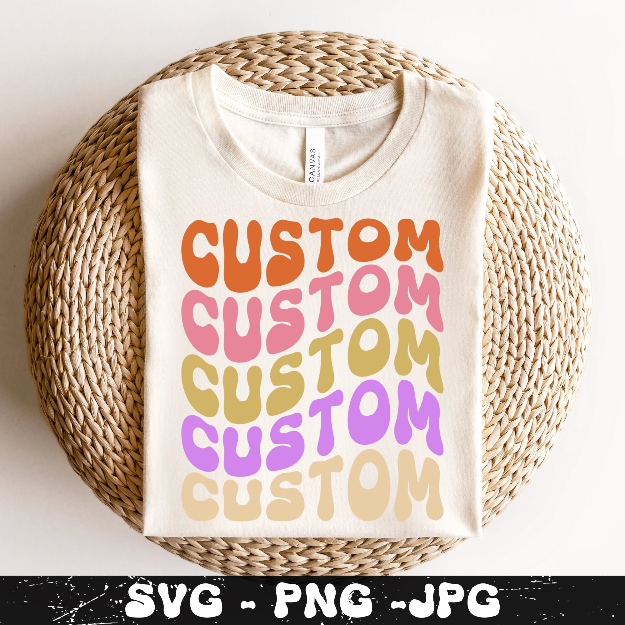 Custom Wavy Stacked SVG Png Jpg Groovy Wavy Personalized - Etsy