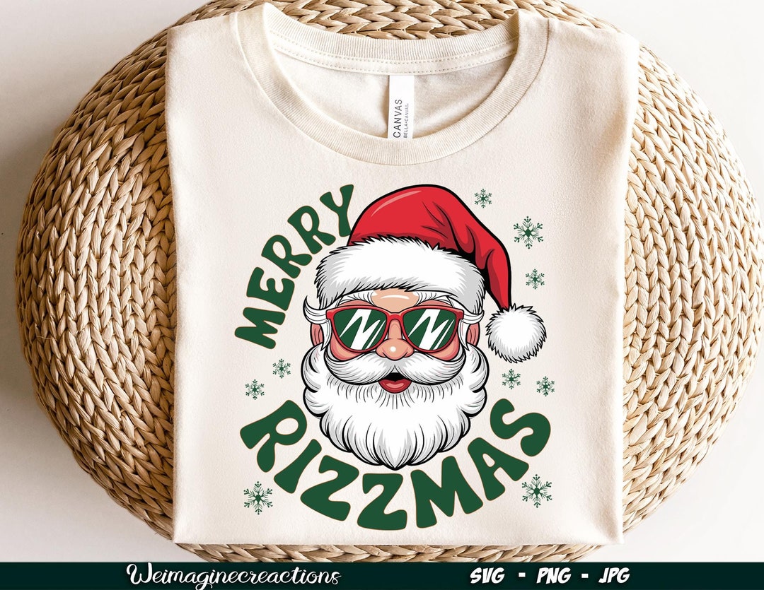 Merry Rizz Mas Santa SVG PNG, Sigma Hat Santa Svg, Rizzmas Santa ...