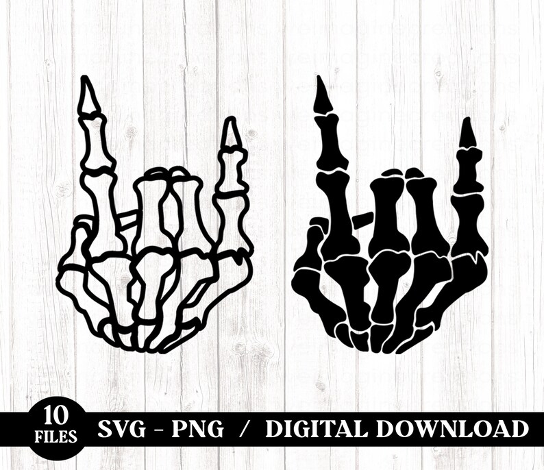 Skeleton Hands Bundle Svg Png, Cutting Files, Skeleton Peace Sign Svg ...