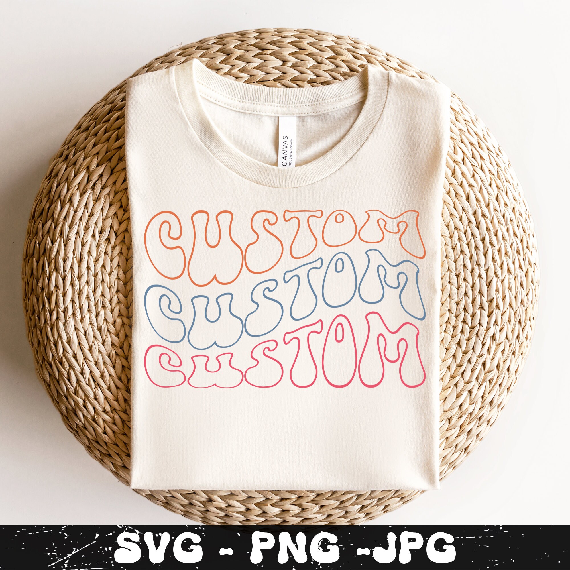 Custom Wavy Stacked SVG Png Jpg Groovy Wavy Personalized - Etsy