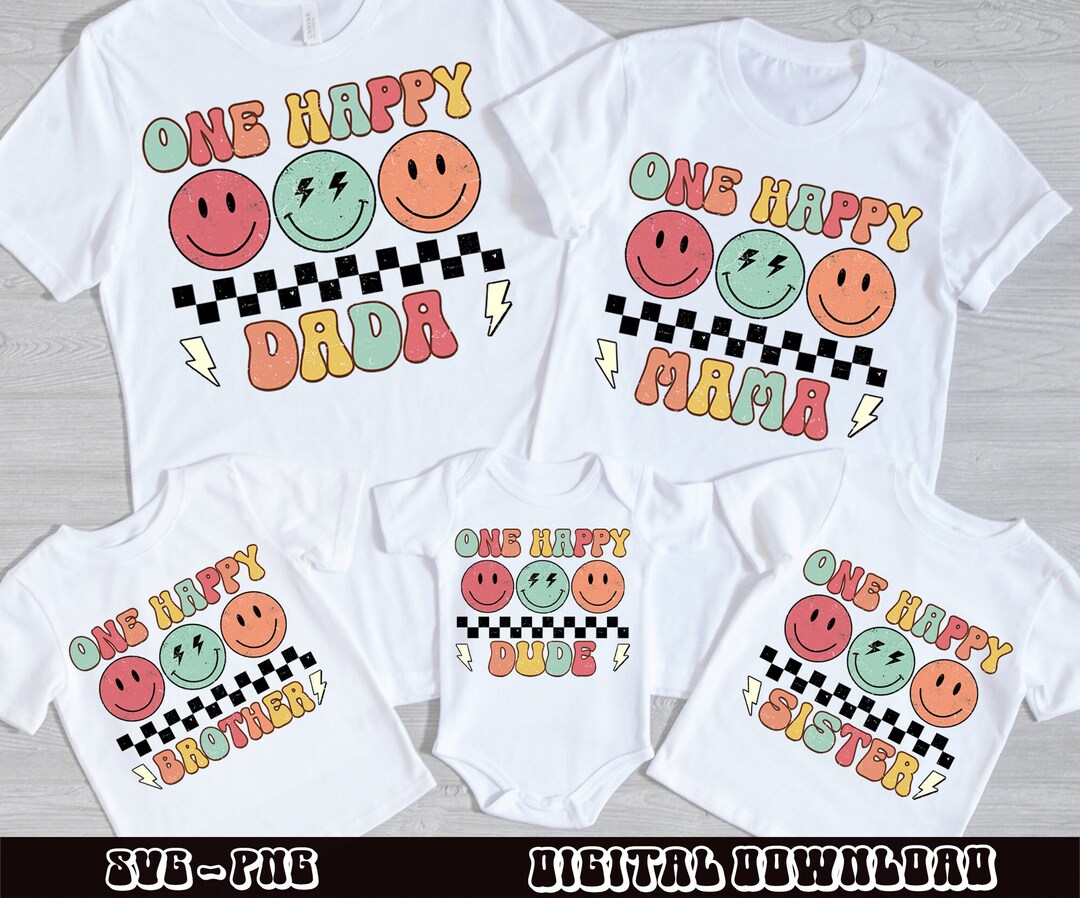 One Happy Dude Bundle Svg Png, Bolt Eyes Happy Face Svg, One Happy Dude ...