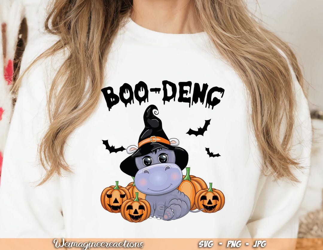 Funny Boo Deng Halloween SVG PNG, Baby Hippo Halloween Svg, Funny ...