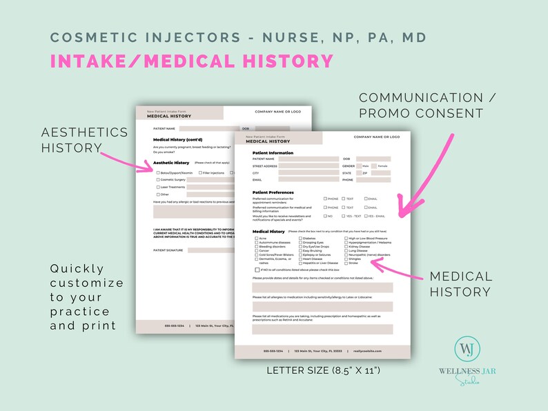 Editable Consent Forms, Botox, Dermal Fillers, Sculptra, Sclerotherapy ...