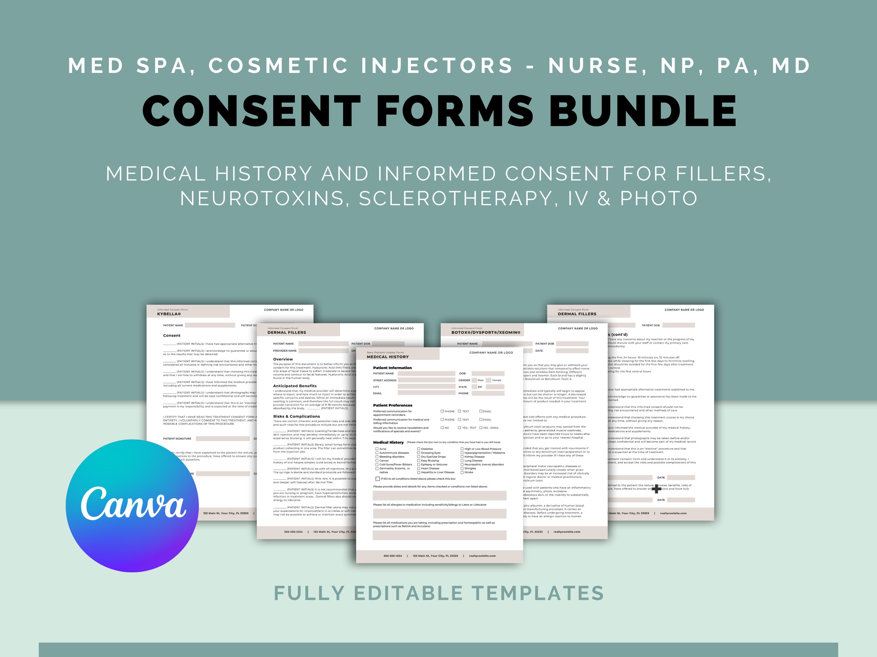 Editable Consent Forms, Botox, Dermal Fillers, Sculptra, Sclerotherapy ...