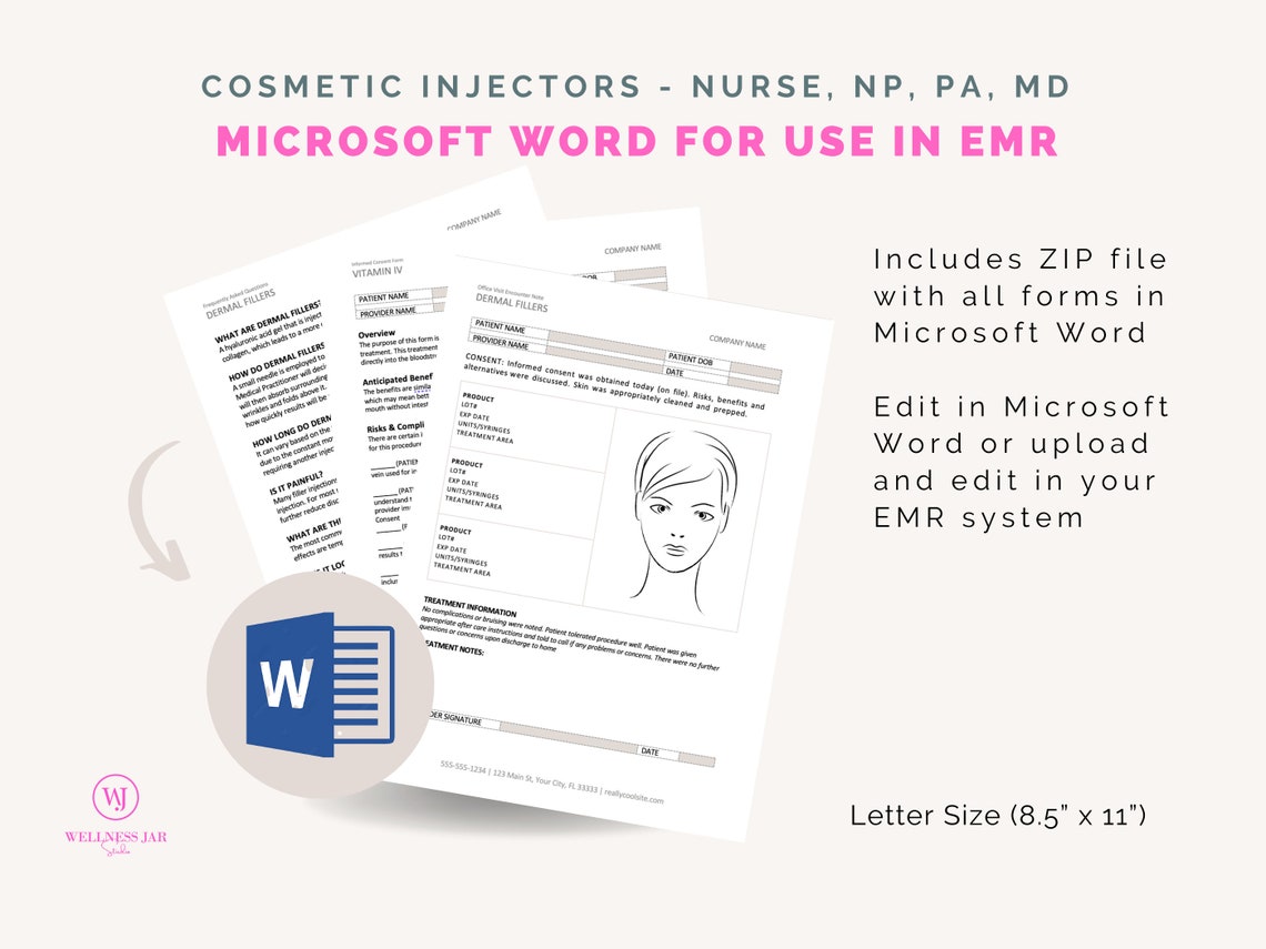 Editable Medspa Forms, Medical History, Consent, Treatment Record ...